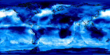 Cloud cover map from the Earth Observatory